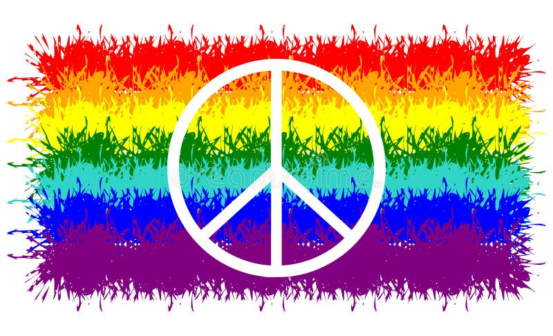Peace Symbol on Artistic Rainbow Flag, Colors, Isolated. Stock ...