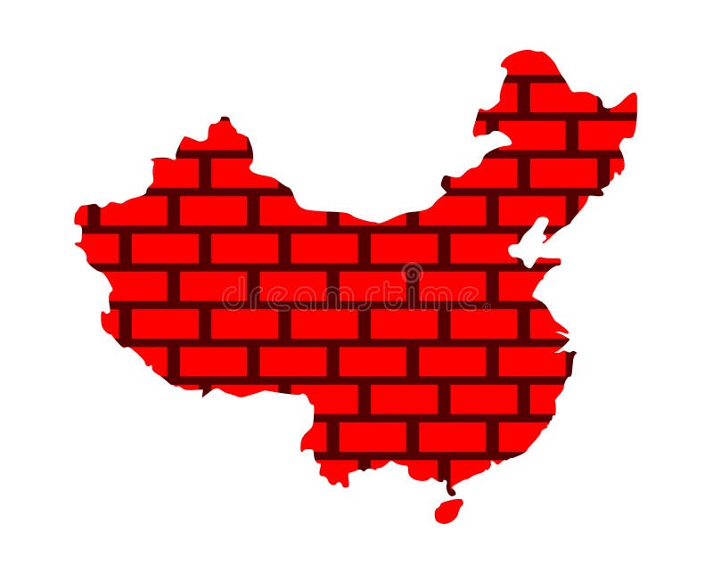China with Brick Wall, Red Tones, Isolated. Stock Illustration ...