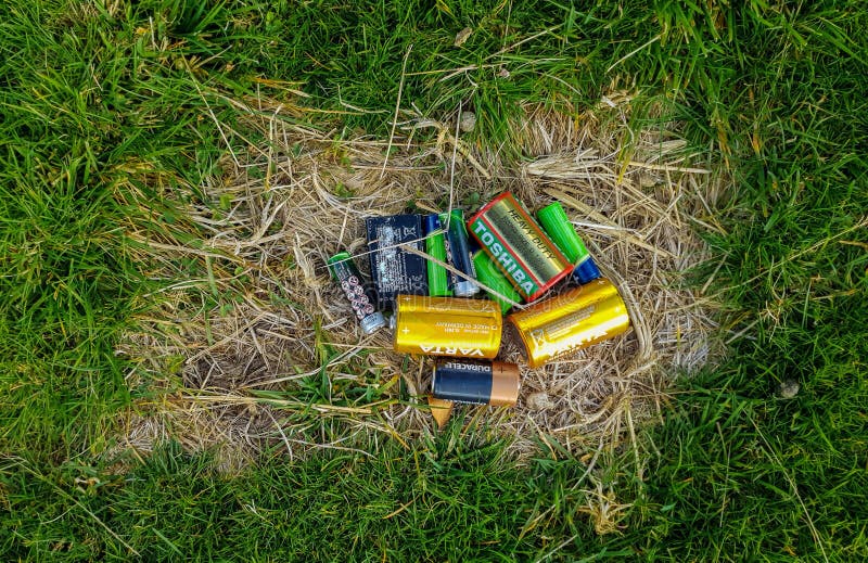 Image Representing the Pollution of Nature with Batteries and ...