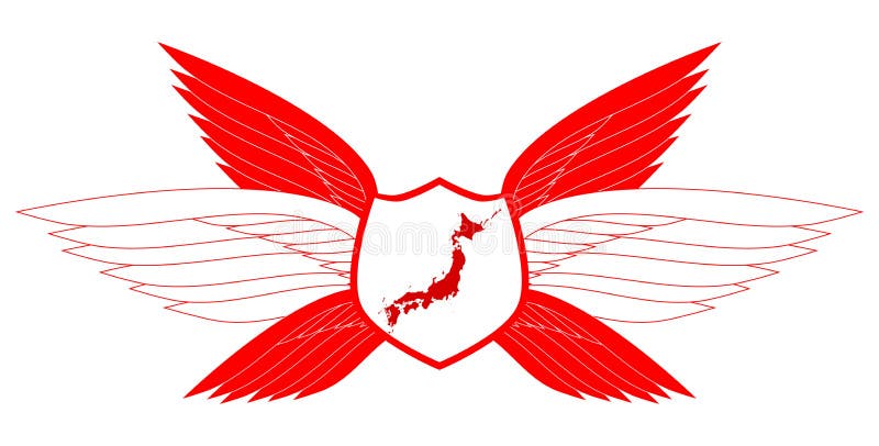 Japan in Winged Shield, Colors, Heraldry, Isolated. Stock Illustration ...