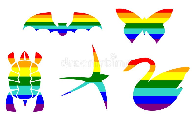 Animals with Rainbow Flag, Colors, Isolated. Stock Vector ...