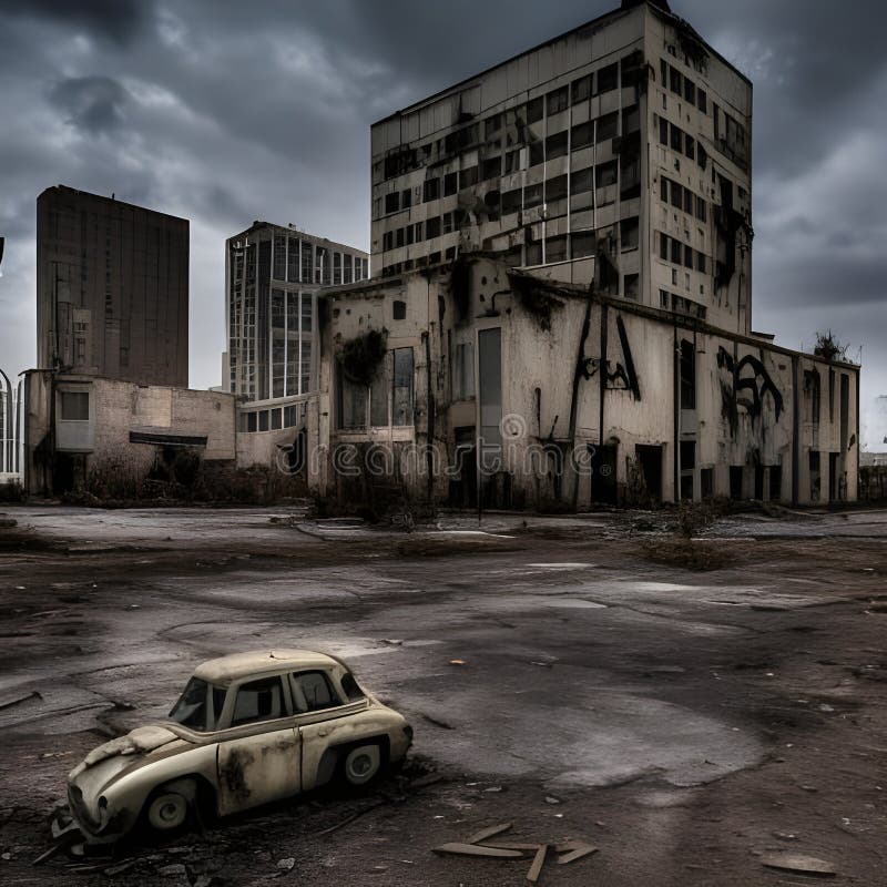 Ruined building stock illustration. Illustration of infrastructure ...