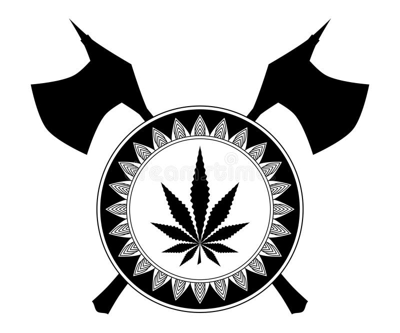 Marijuana Leaf on an Shield with Floral Fantasy Isolated Stock Vector ...