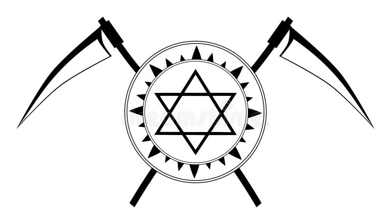 Symbol of King David with Sickles, Black and White, Fantasy, Isolated ...