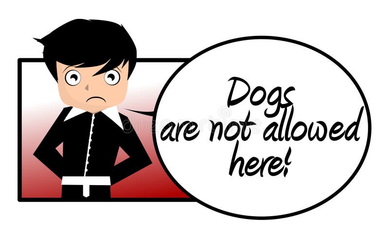 Dogs are Not Allowed Here, Cartoon, Character, English, Isolated. Stock ...