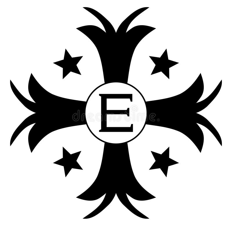 Cross Decorated with Letter Y, Black and White, Isolated. Stock ...