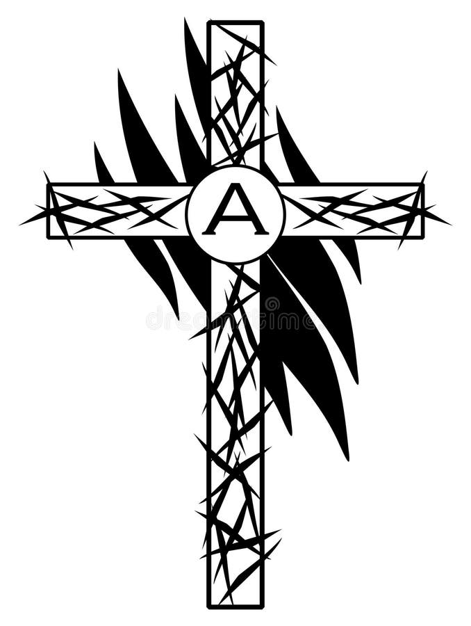 Cross Decorated with Letter Y, Black and White, Isolated. Stock ...