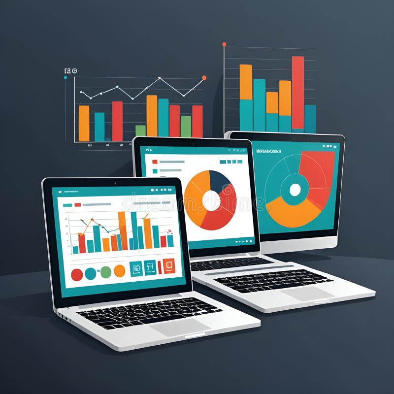 Data Visualization and Business Analytics on Multiple Devices Stock ...