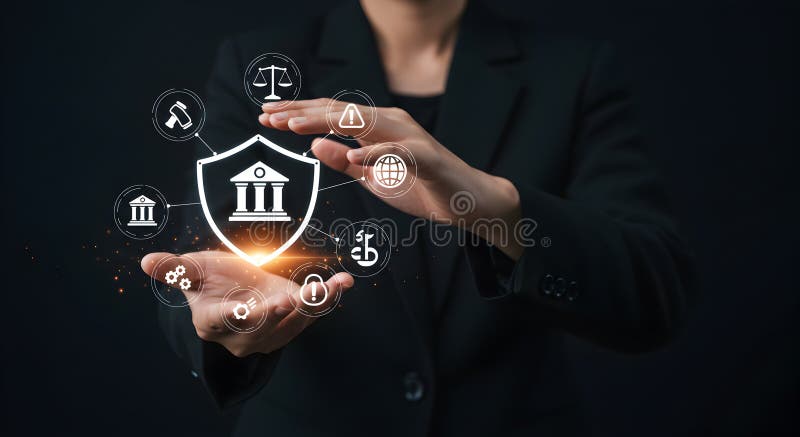 Financial Security and Protection Concept with Banking Icons and ...