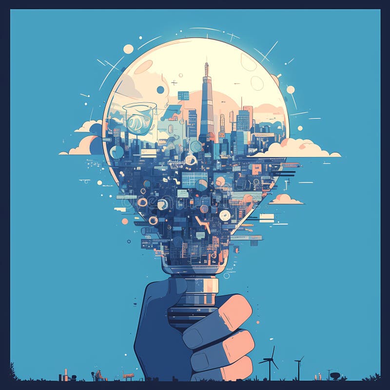 AI-Powered Innovation Hub stock illustration. Illustration of ...