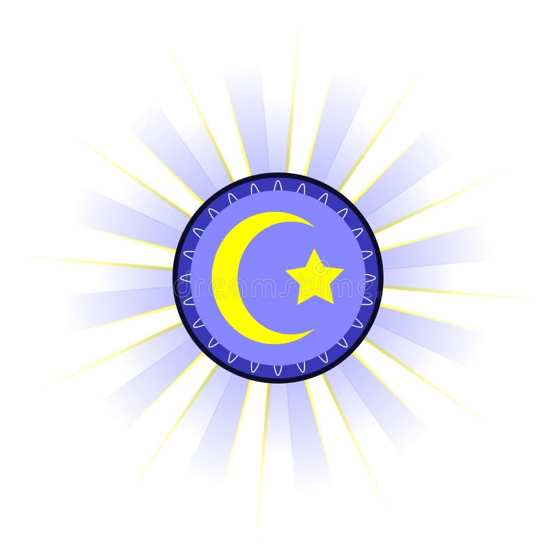 Islam Symbol with Rays of Light, Moon and Star, Colors, Isolated. Stock ...