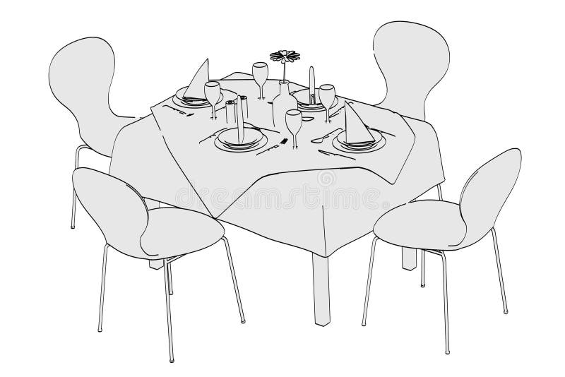 Image of restaurant table stock illustration. Illustration of ...