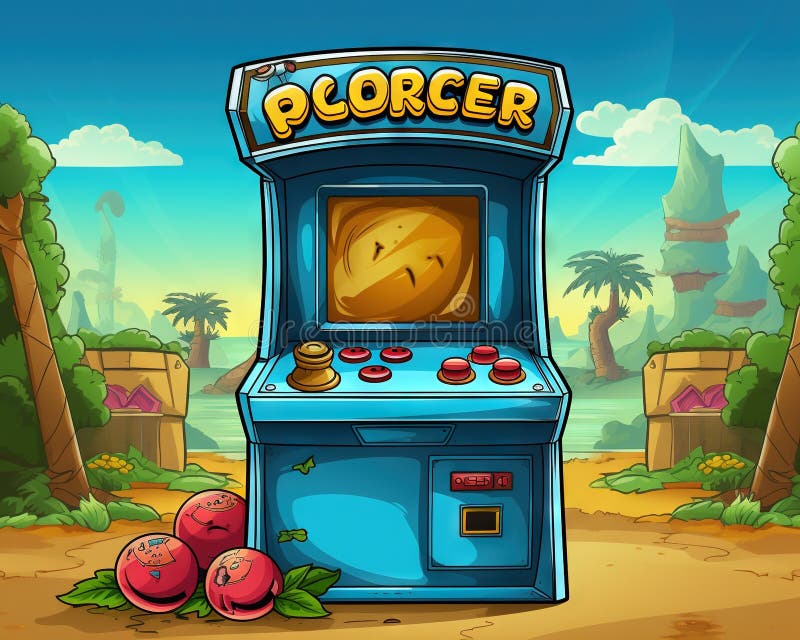 Retro Arcade Machine 80s Style Game on Display. Stock Illustration ...