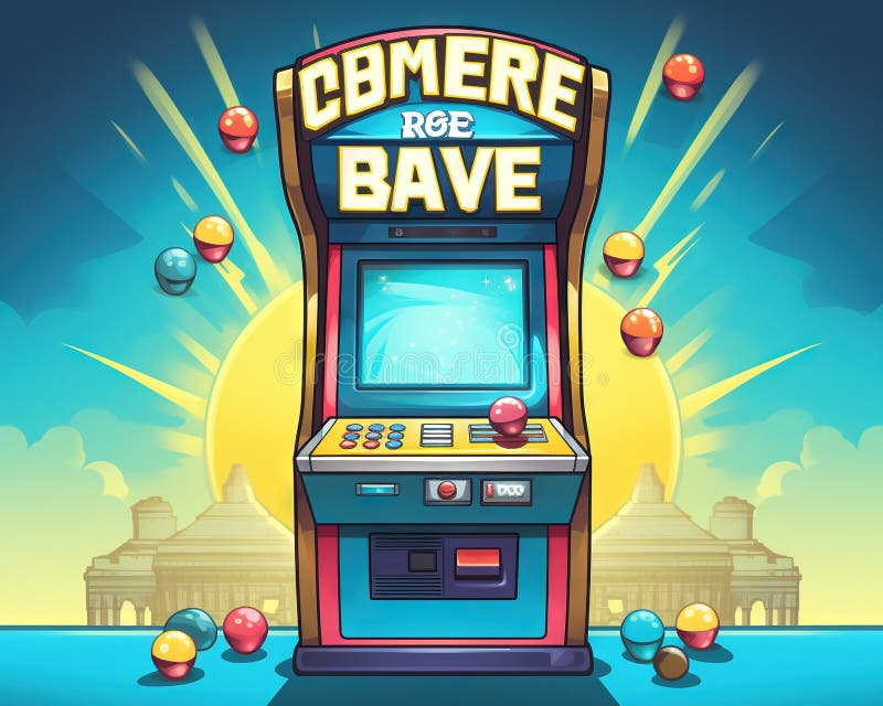 Retro Arcade Machine 80s Style Game on Display. Stock Illustration ...