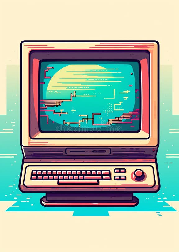 Retro Computer Pixel 90s Retro Nostalgic Frame Stock Illustration ...