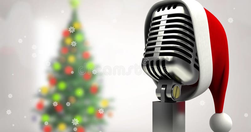 Image of Retro Microphone Over Christmas Tree Stock Illustration ...