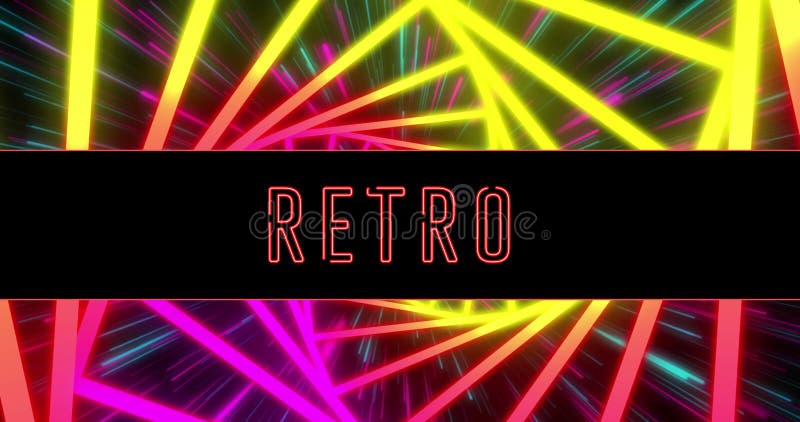 Image of Retro Text Over Moving Shapes on Black Background Stock ...