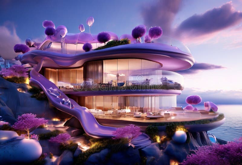 Futuristic Fantasy: Serene Alien Structure in Purple Hues Stock Image ...