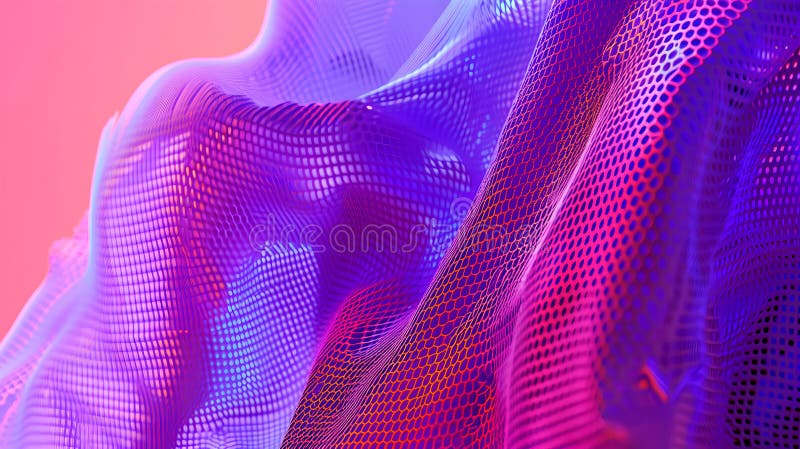 Abstract Wavy Mesh with a Holographic Gradient in Warm Tones. AI ...