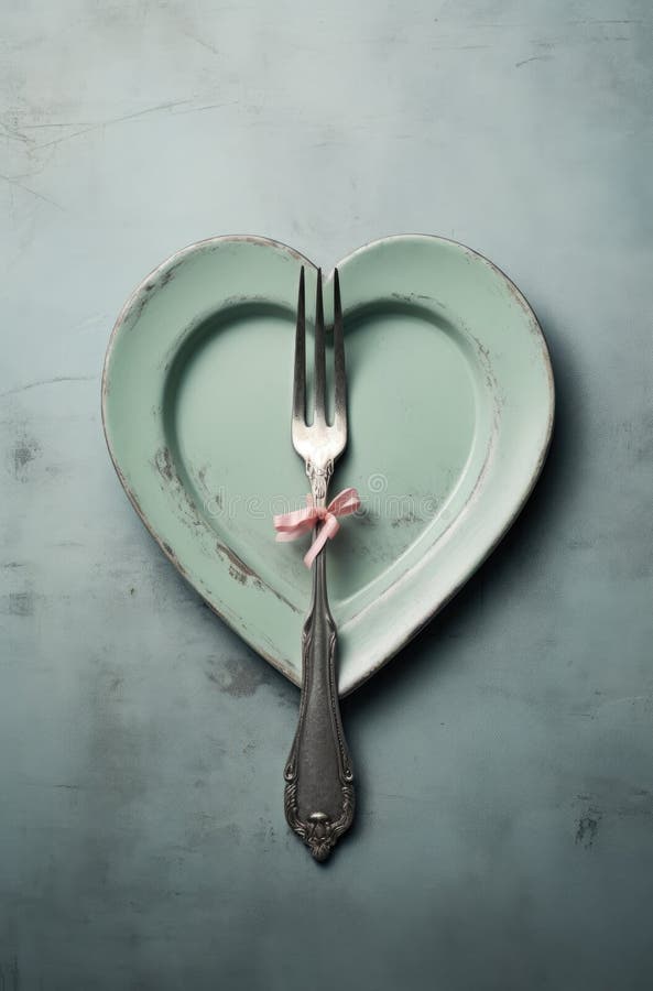 This Image Reveals a Plate with a Heart Shaped Fork Stock Photo - Image ...