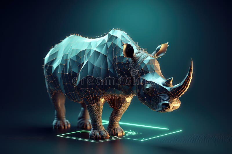 Image of a Rhinoceros with Technology Concept. Wild Animals Stock ...