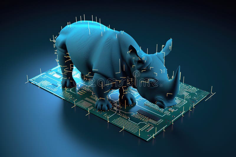 Image of a Rhinoceros with Technology Concept. Wild Animals Stock ...