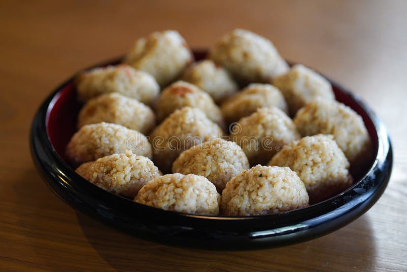Rice Balls Held in Brown Rice Stock Photo - Image of copy, home: 238922554