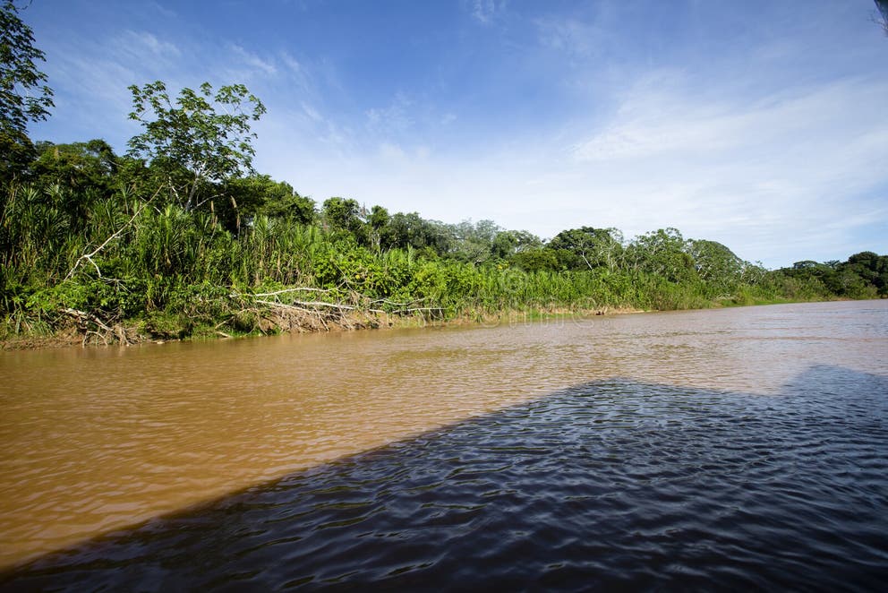 Image of River in Peruvian Jungle. Amazon Forest during Day with Clouds ...