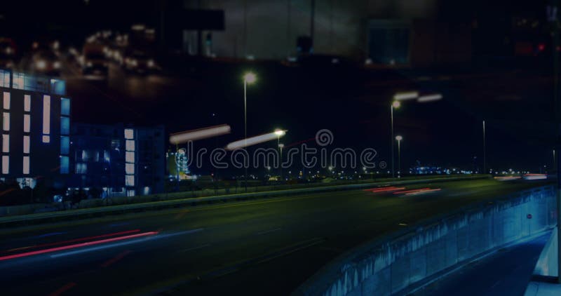 Image of Road Traffic in City at Night in Fast Motion with City Lights ...