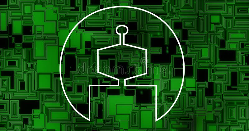 Image of Robot in Circle Icon with Ai Text Over Green Shapes Moving ...