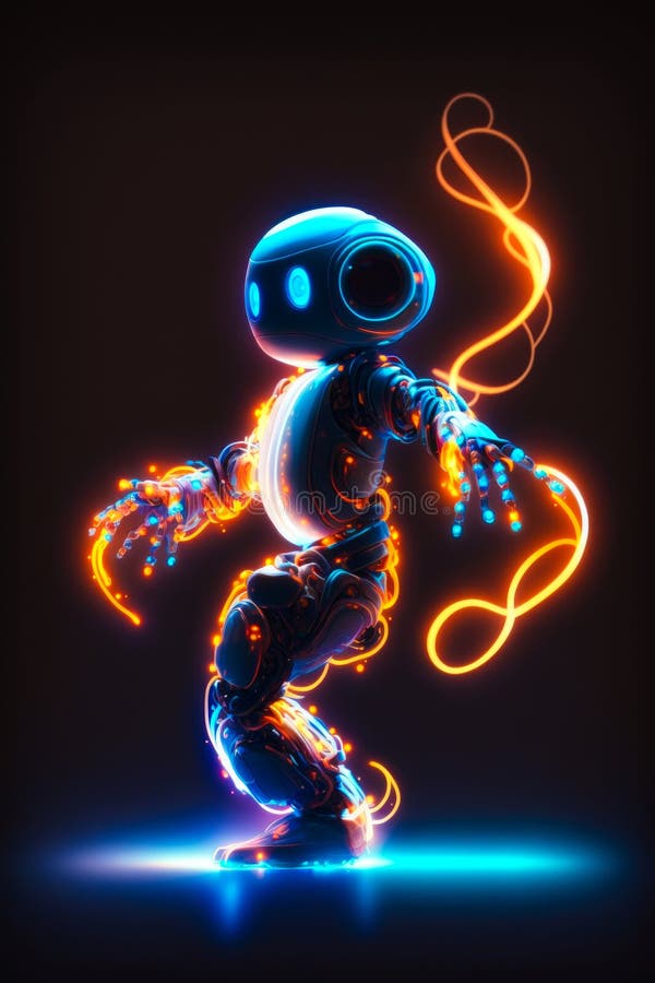 An Image of Robot with Glowing Lights. Generative AI Stock Illustration ...