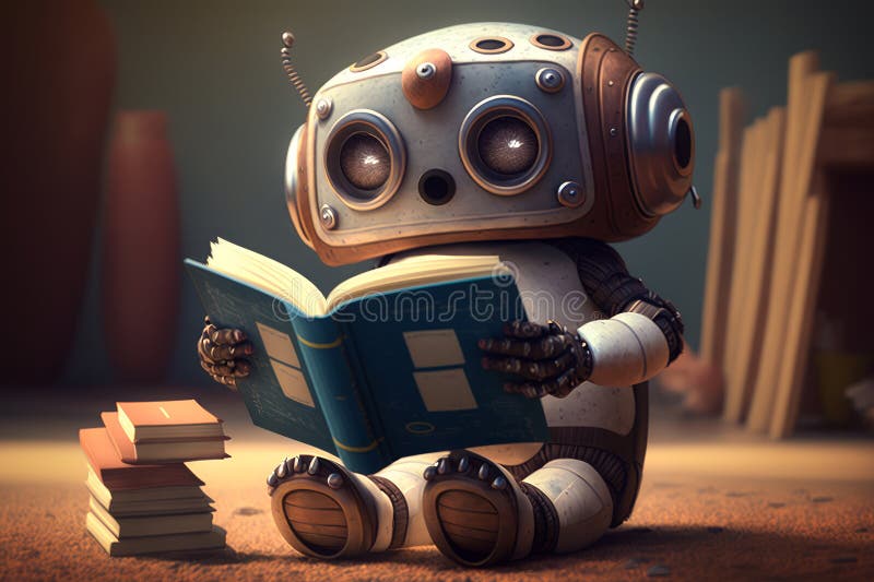 An Image of Robot Reading Book. Generative AI Stock Illustration ... An Image of Robot Reading Book. Generative AI Stock Illustration ...