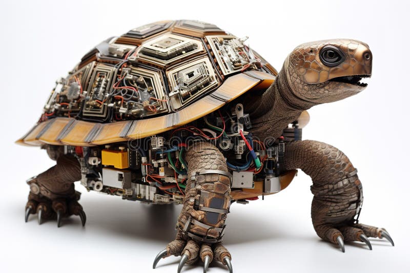 Image of a Robot Turtle with an Electronic Circuit Board. on White ...