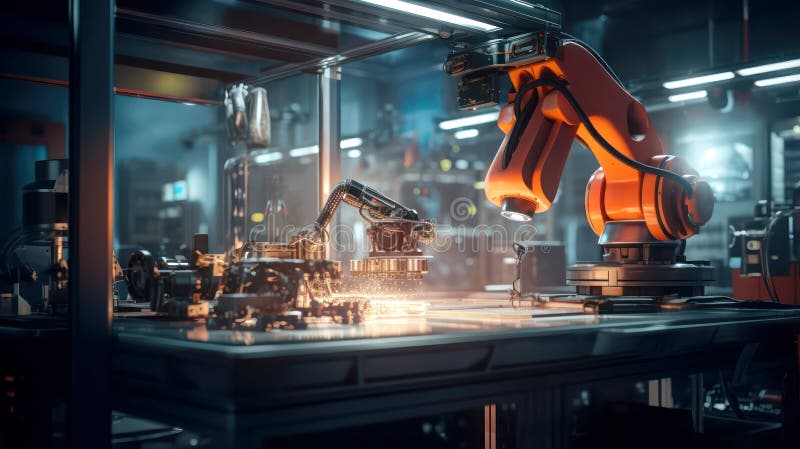 Image of a Robotic Arm in Action at a Manufacturing Plant Stock ...