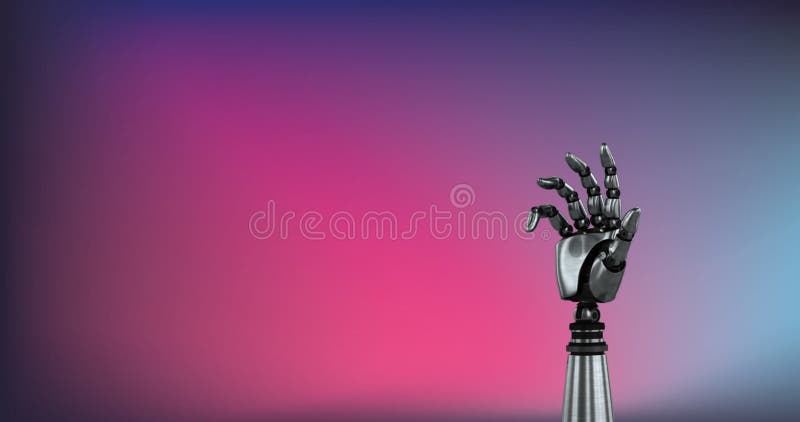 Image of Robotic Hand on Pink Background Stock Photo - Image of network ...