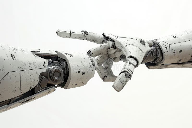 The Robotic Hand is Making a Gesture on a White Background Stock Photo ...