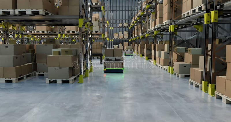 Image of Robots and Drones Working in Warehouse Stock Photo - Image of ...