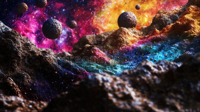 Image of Rocks and Planets in Space, Suitable for Use in Sci-fi Themed ...