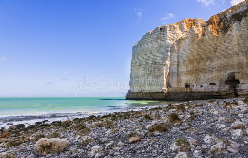 Beach in Normandy stock image. Image of normandy, rocks - 100752001