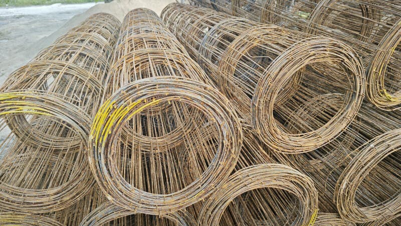 Roll Up Rusty Steel Rebar Grid Reinforcement Frame Lying on the Ground ...