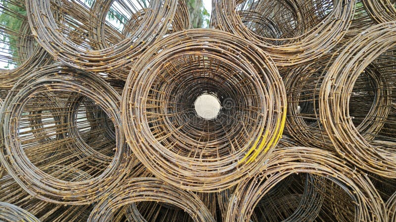 Roll Up Rusty Steel Rebar Grid Reinforcement Frame Lying on the Ground ...