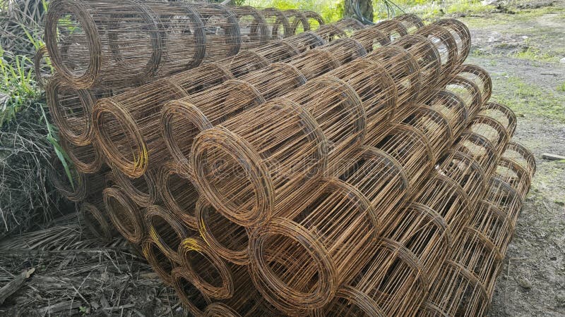 Roll Up Rusty Steel Rebar Grid Reinforcement Frame Lying on the Ground ...