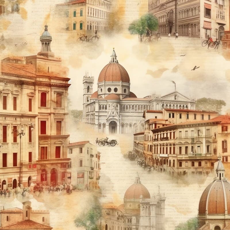 Rome Old Paper, Vintage Digital Paper Stock Illustration - Illustration ...