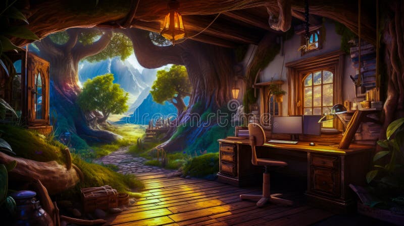 An Image of Room in Fantasy World. Generative AI Stock Illustration ...