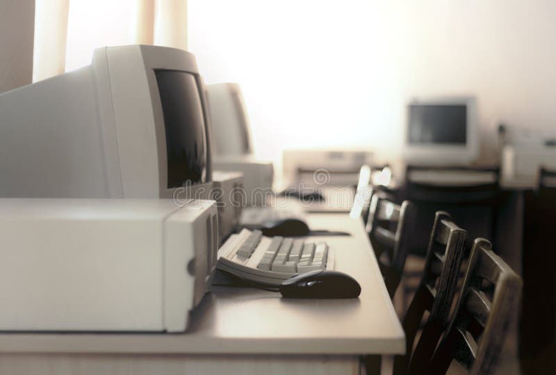 Retro computer room stock photo. Image of desk, accessories - 157747948