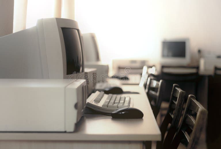 Retro computer room stock photo. Image of desk, accessories - 157747948