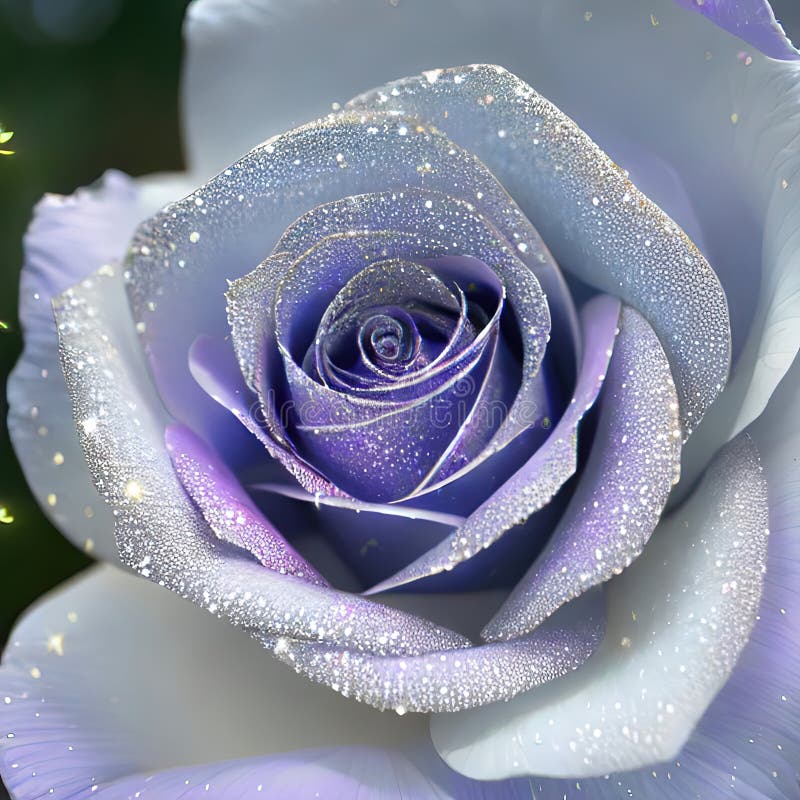 The Image of a Rose with Blue Petals and White Edges Stock Illustration ...