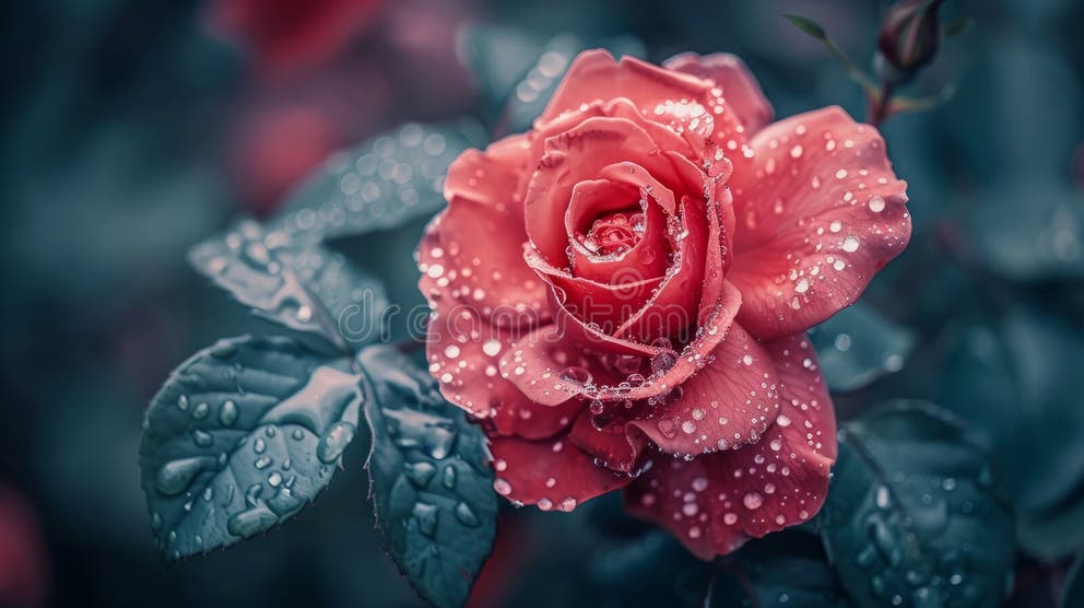 Image of a Rose with Dewdrops. Stock Image - Image of outdoors, blossom ...