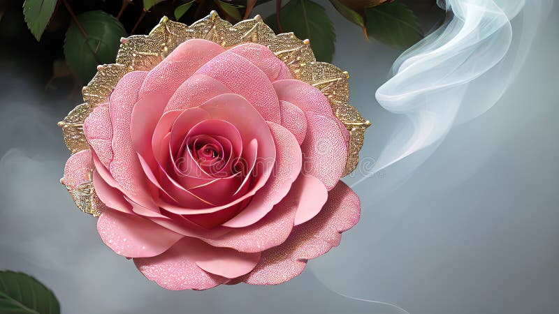 The Image of a Rose with Rose Petals and White Edges Stock Illustration ...