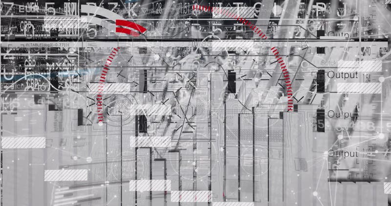Image of Round Scanner and Interface with Data Processing Against Grey ...